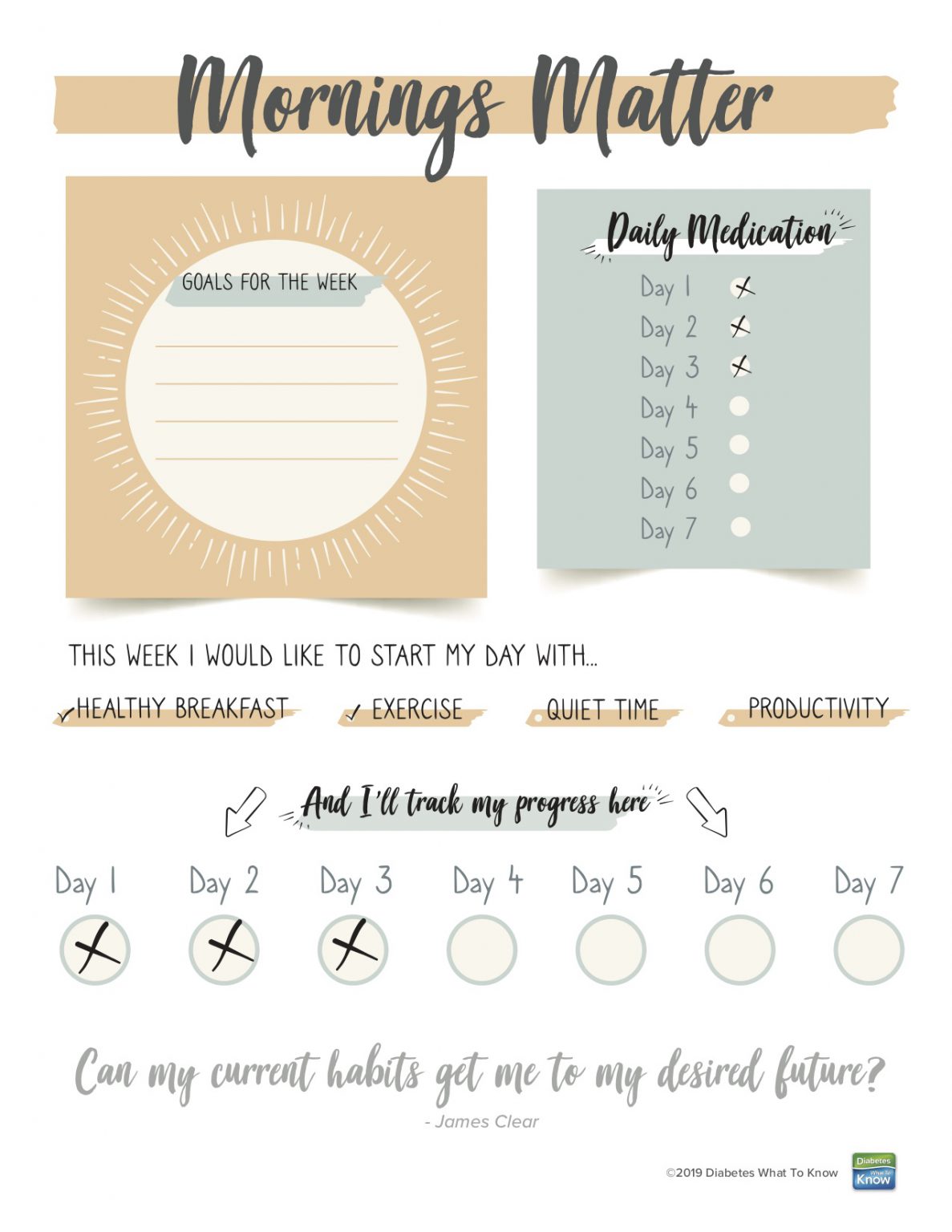 Mornings Matter 7-Day Worksheet | Diabetes - What To Know